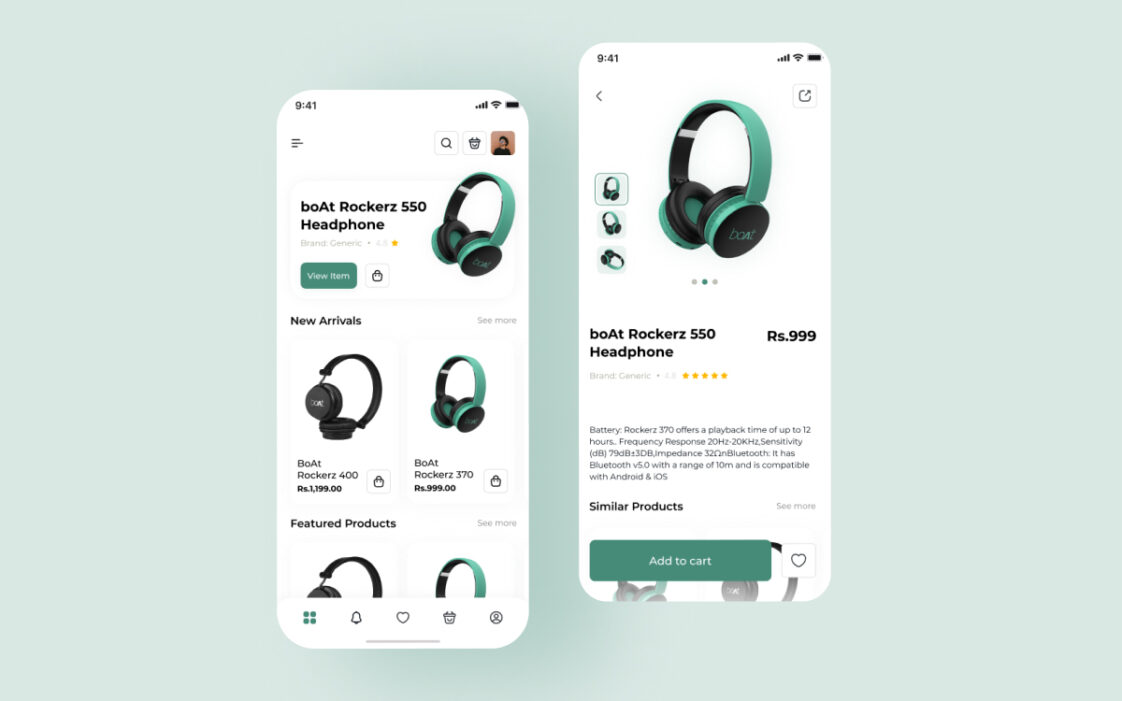 boAt Rockerz 550 headphones UI design template - Free Figma, XD, Sketch ...