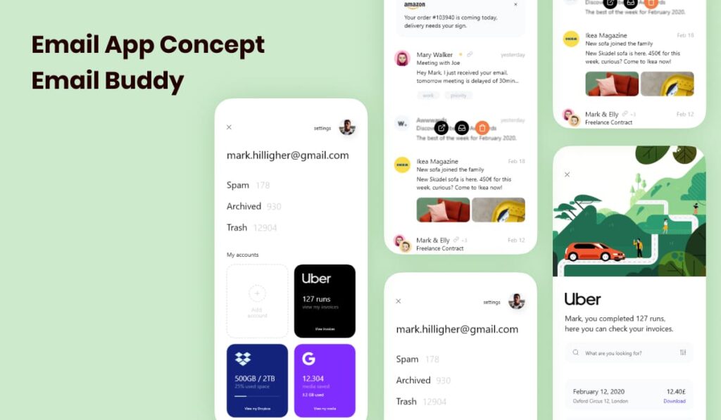 Sketch Email App Concept - Free Figma, XD, Sketch UI Design File ...