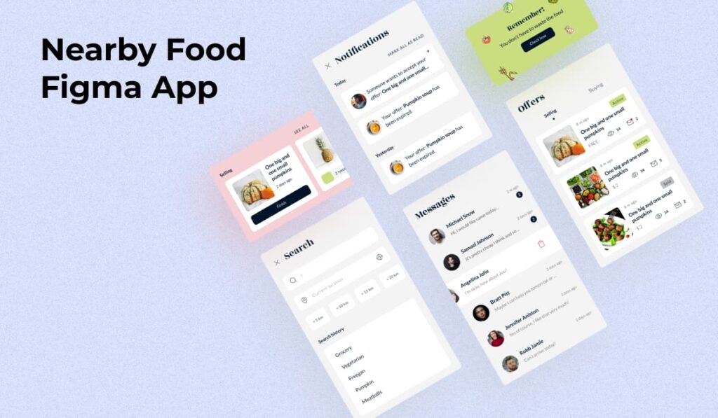 Nearby Food Figma App Template - Free Figma, XD, Sketch UI Design File ...