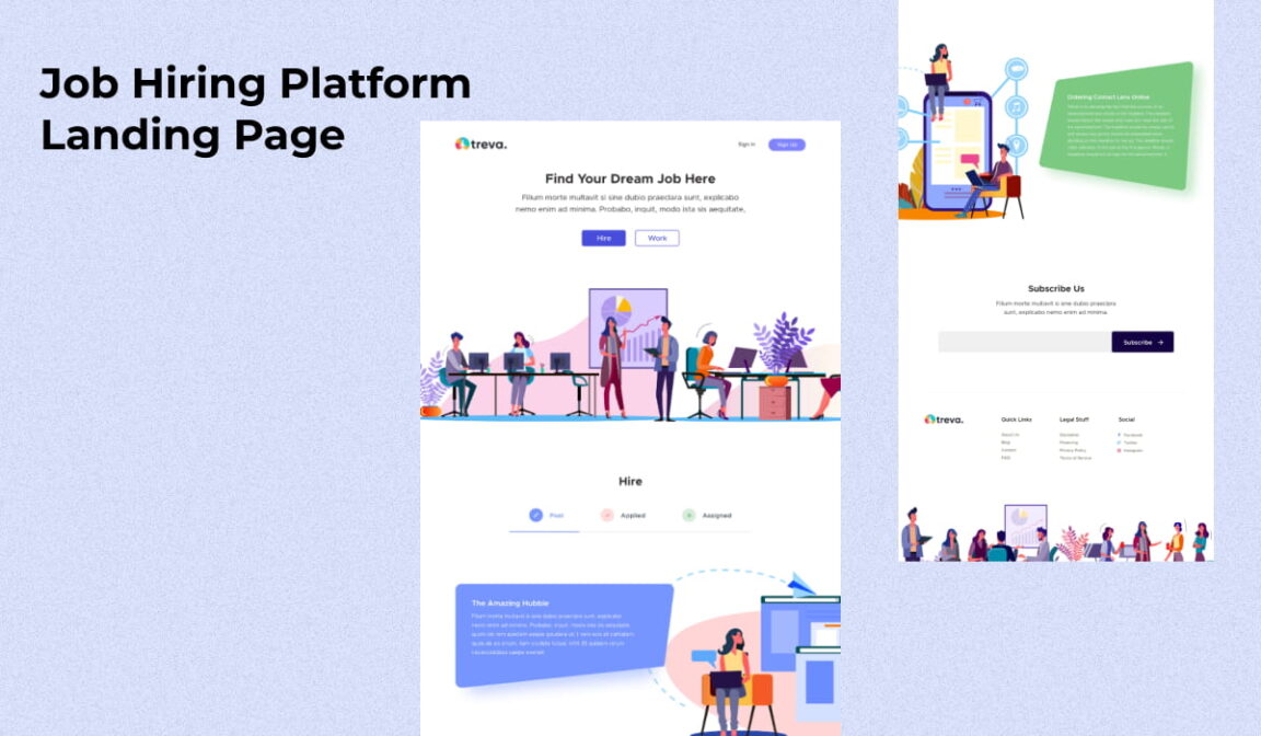 Sketch Job Hiring Platform Landing Page - Free Figma, XD, Sketch UI ...
