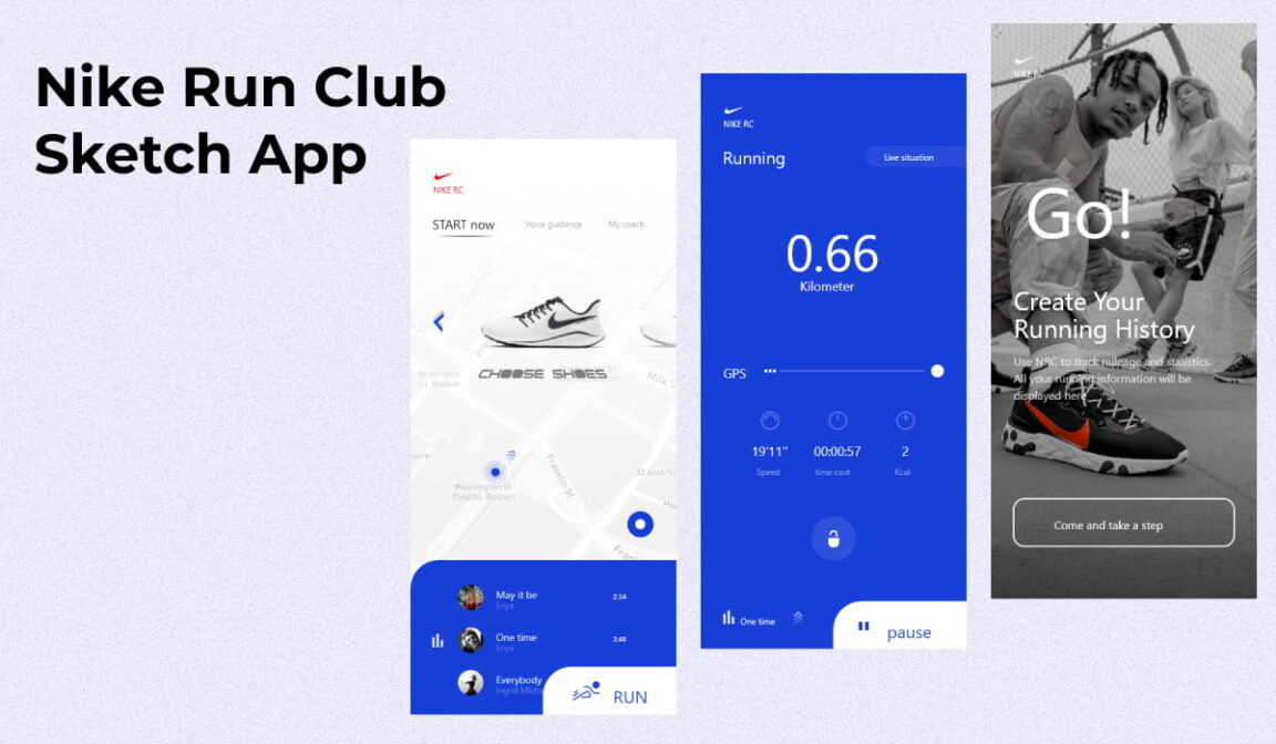 Sketch Nike Run Club App Concept - Free Figma, XD, Sketch UI Design ...