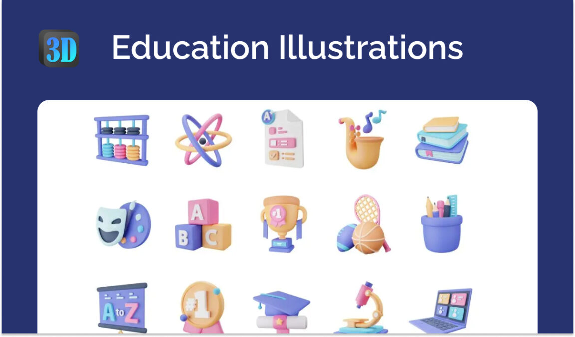 3D Figma Education Illustrations & Icons - UIUX Source