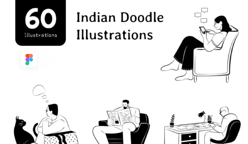 Free Pictor figma indian doodle illustrations - Free Figma, XD, Sketch ...