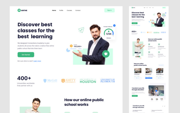 Education Landing Page Design - UIUXSOURCE.com