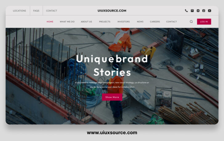 Construction Hero Section UI Design