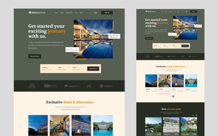 Hotel and Travel Website UI Free Figma File