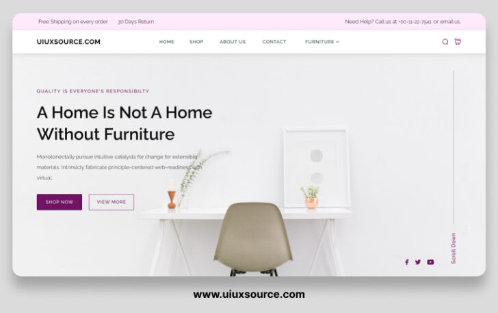 Furniture Website Hero Section UI Design